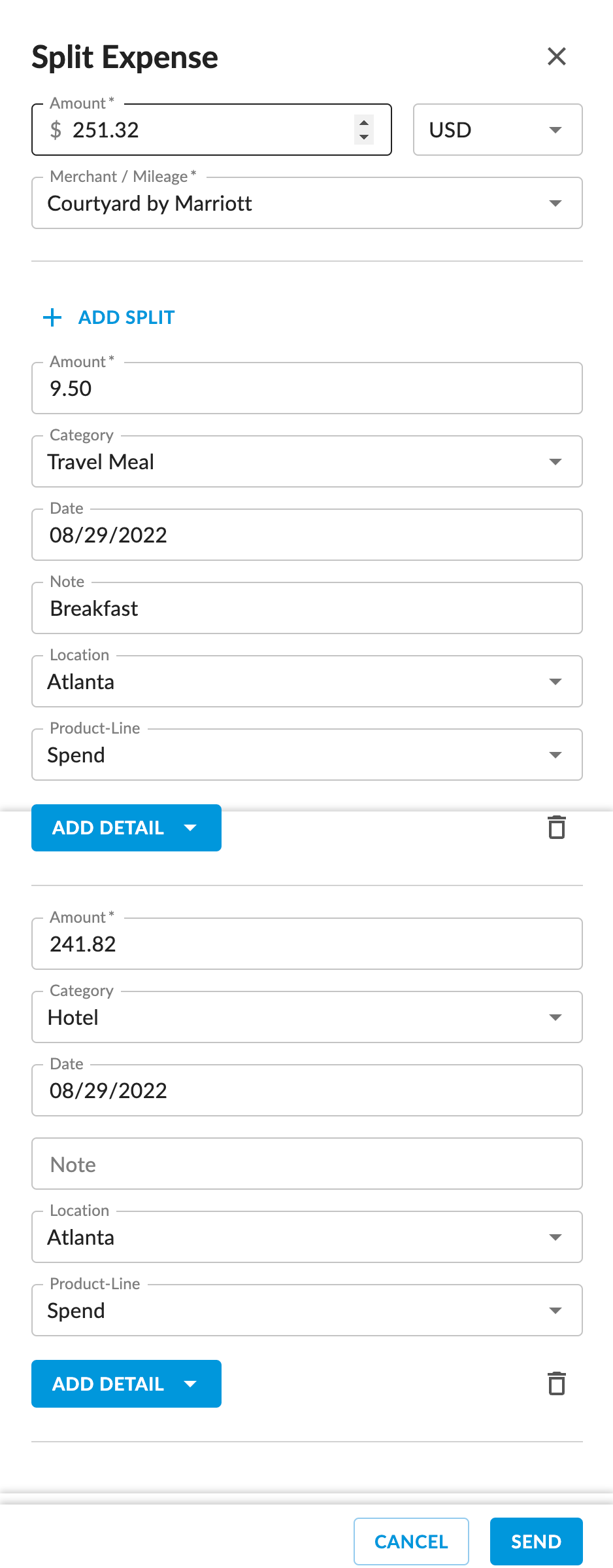 Split or Itemize Expenses – Emburse Spend Help Center