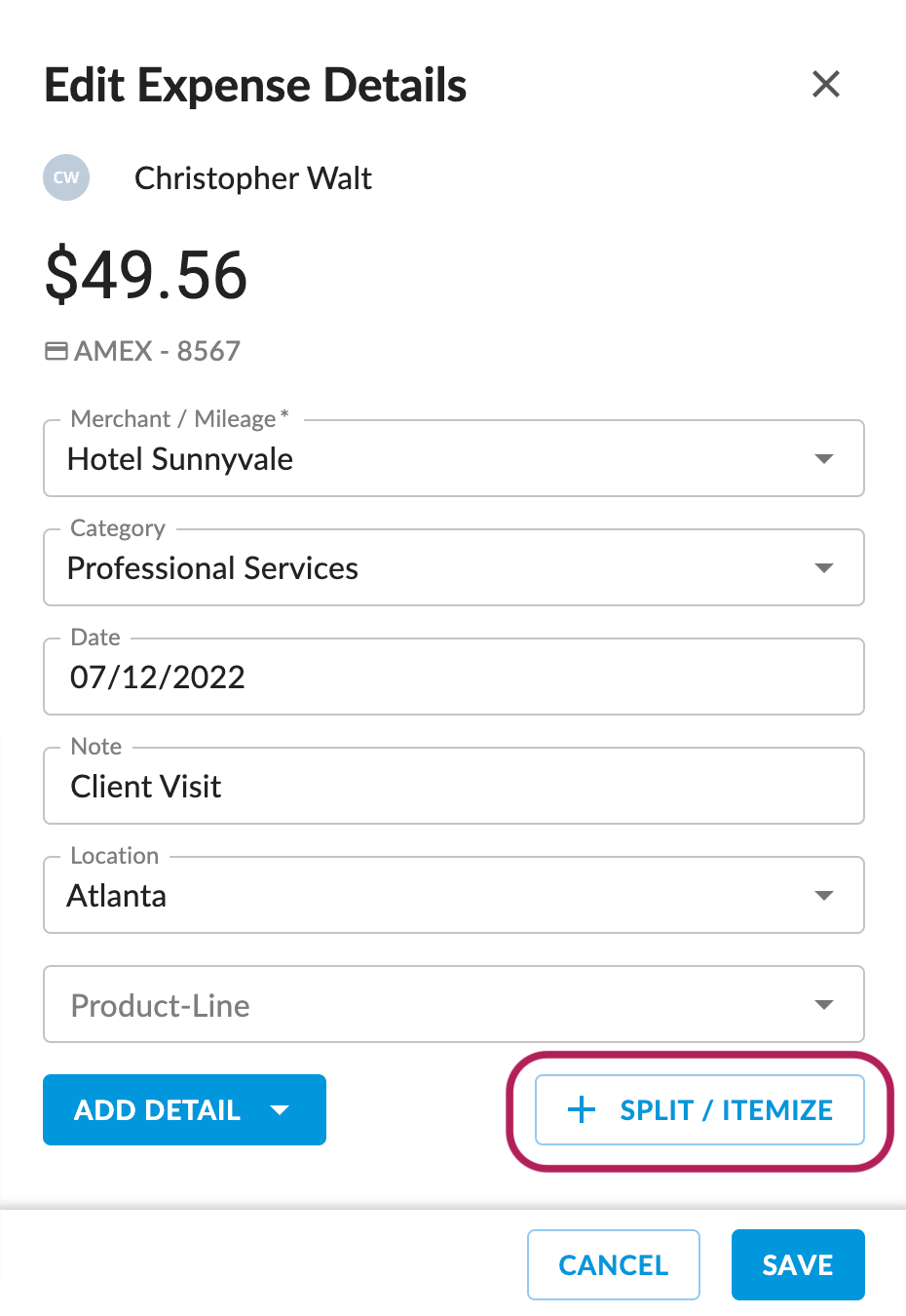 Split or Itemize Expenses – Emburse Spend Help Center