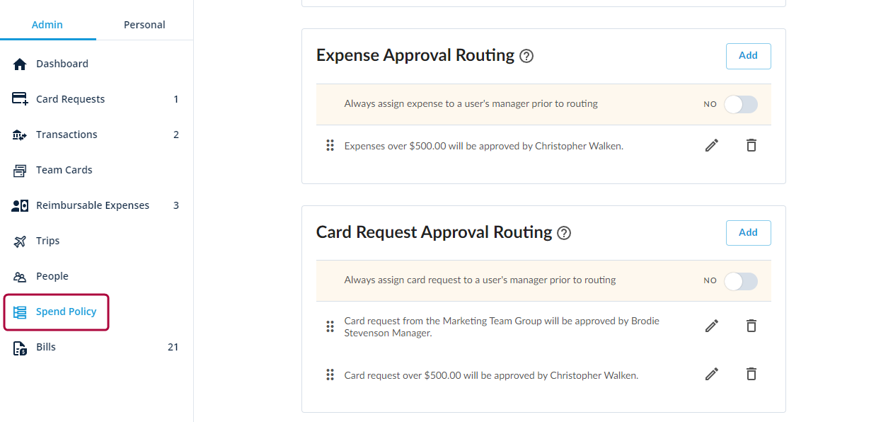Manage Approval Routing for Emburse Card Requests – Emburse Spend Help ...