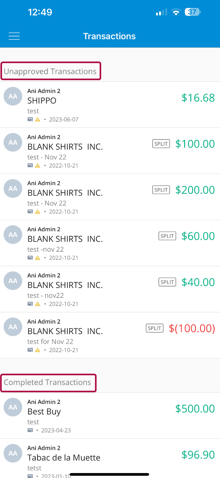 View Submitted Expenses on the Mobile App – Emburse Spend Help Center