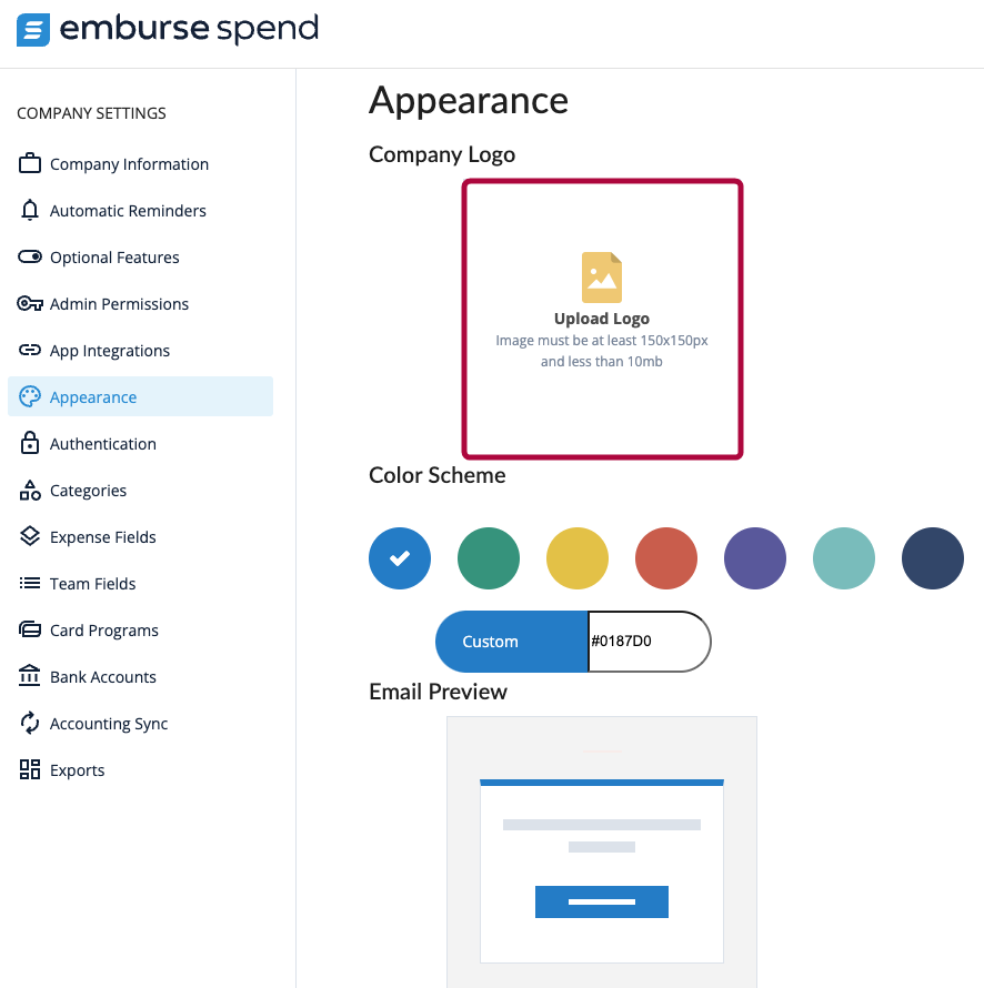 Update Your Company's Name, Logo, and Email Domain – Emburse Spend Help ...