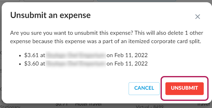 Edit Denied Split Expense Amounts – Emburse Spend Help Center