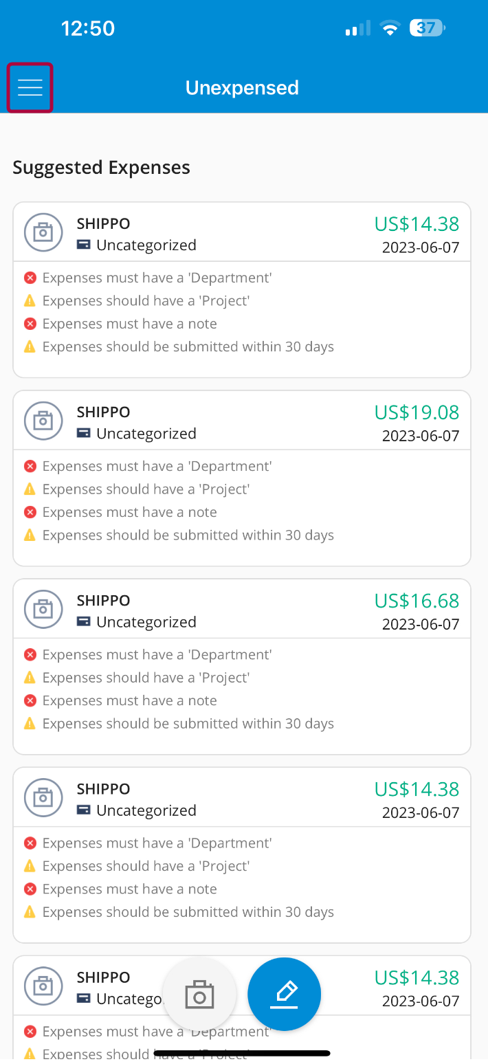 View Submitted Expenses on the Mobile App – Emburse Spend Help Center