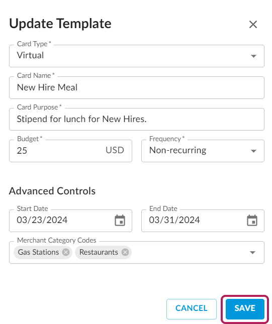 Create and Manage Emburse Card Templates – Emburse Spend Help Center
