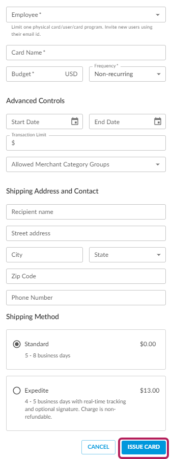 Create and Assign Emburse Cards – Emburse Spend Help Center