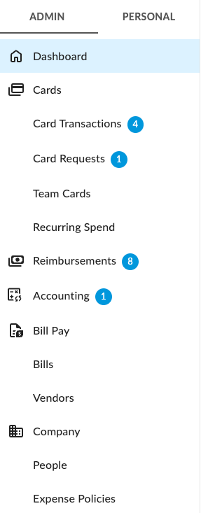 Admin Account Overview – Emburse Spend Help Center