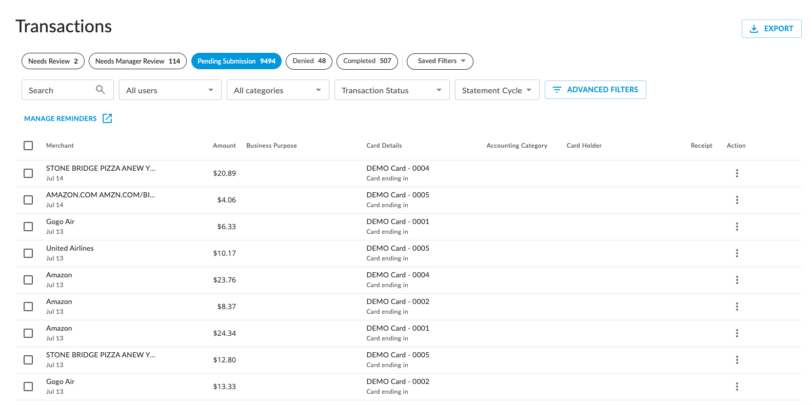 FAQ: Why Can't I Edit or Submit Corporate Card Transactions? – Emburse Spend Help Center