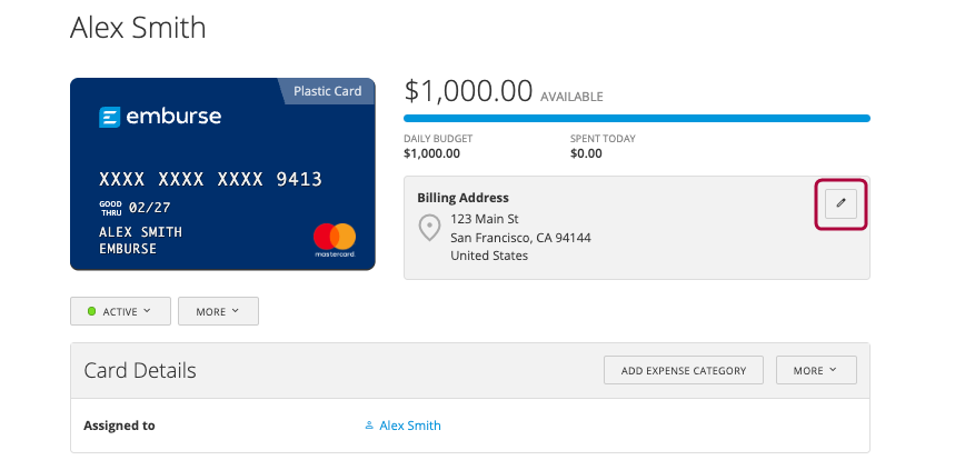 Update Emburse Spend Card Billing Address – Emburse Spend Help Center