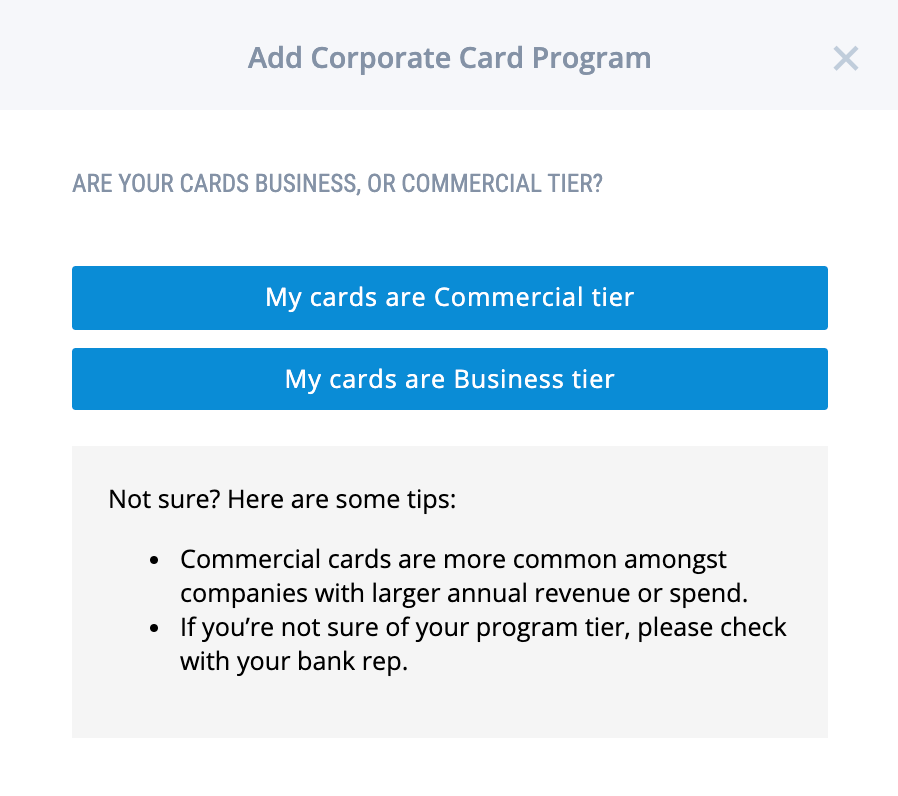 Connect a Business Tier Corporate Card Program – Emburse Spend Help Center
