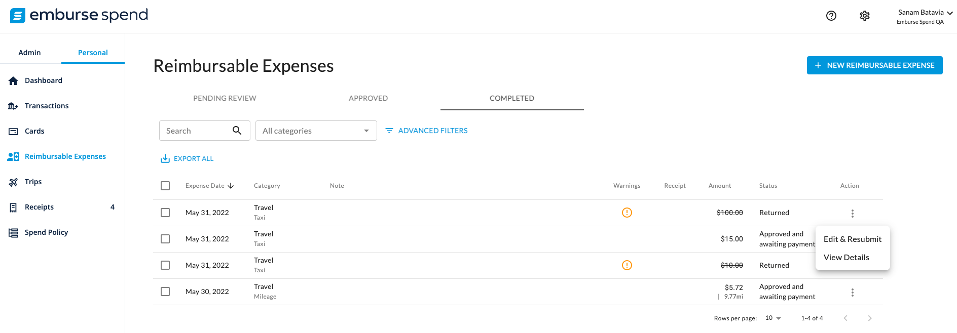 How to Resubmit a Denied Expense – Emburse Spend