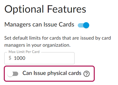 Enable Card Issuing for Managers – Emburse Spend Help Center